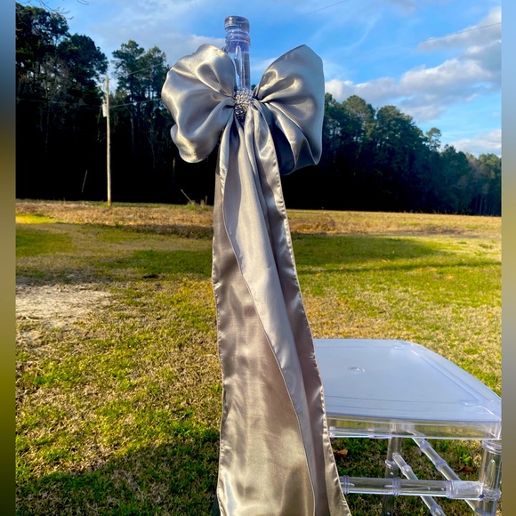 Party Supplies | 2 New Silver Satin Wedding Aisle Decor Church Pew ...